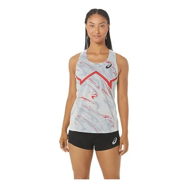 Asics Cj-line Light Singlet 'glacier Grey Electric Red