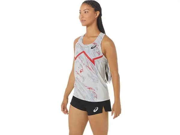 Asics Cj-line Light Singlet 'glacier Grey Electric Red