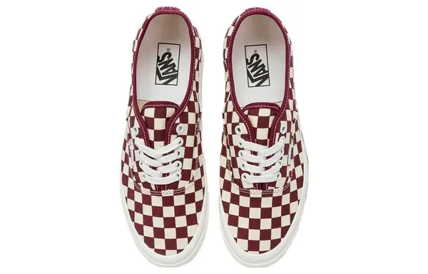 VANS Style 44 Checked Low Top Sneakers - White/red