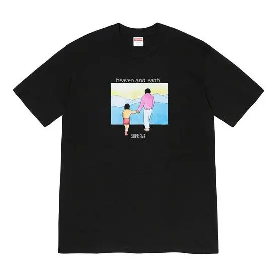 Supreme Fw19 Week 1 Heaven And Earth Tee Printing Short Sleeve - Black