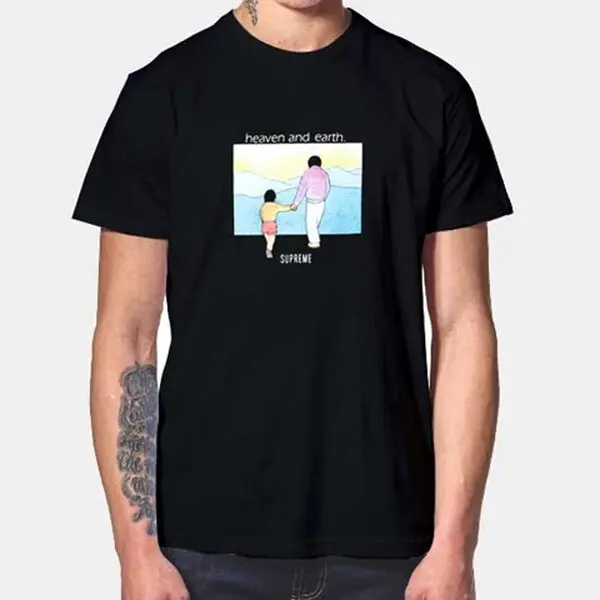 Supreme Fw19 Week 1 Heaven And Earth Tee Printing Short Sleeve - Black