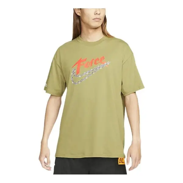 Nike Alphabet Logo Printing Round Neck Short Sleeve Green T-shirt - Default Color