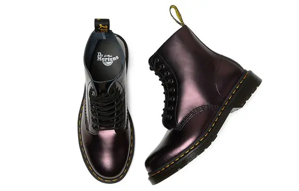 Dr. Martens 1460 Pascal Chroma Metallic Leather Lace Up Boots - Cherry Red