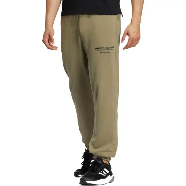 Adidas Solid Color Logo Printing Elastic Waistband Bundle Feet Sports Pants/trousers/joggers Green - Default Colorway