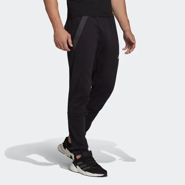Adidas Casual Splicing Solid Color Drawstring Logo Sports Pants/trousers/joggers Black - Multi-color