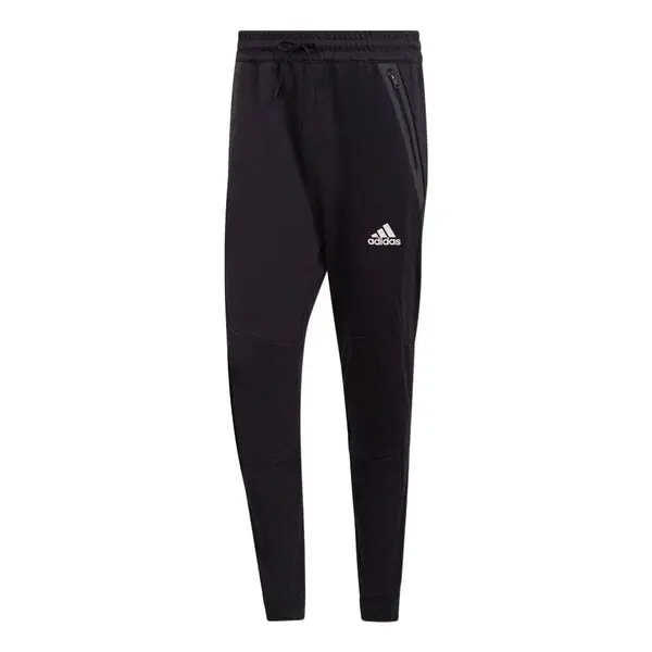Adidas Casual Splicing Solid Color Drawstring Logo Sports Pants/trousers/joggers Black - Multi-color