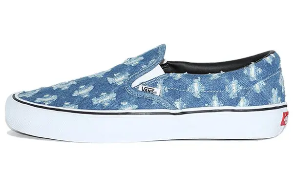 VANS X Supreme Slip-on Hole Punch Denim Sneakers