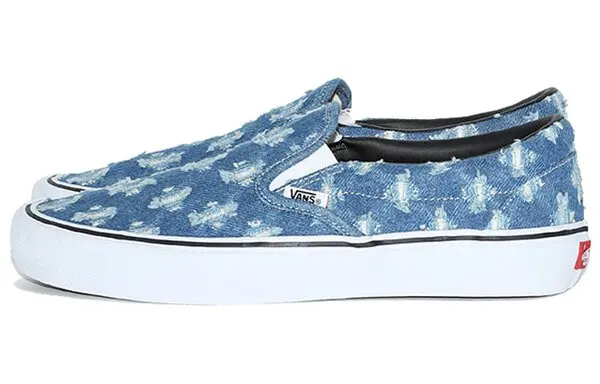 VANS X Supreme Slip-on Hole Punch Denim Sneakers