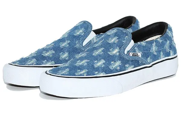 VANS X Supreme Slip-on Hole Punch Denim Sneakers