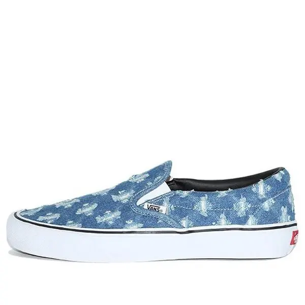 VANS X Supreme Slip-on Hole Punch Denim Sneakers