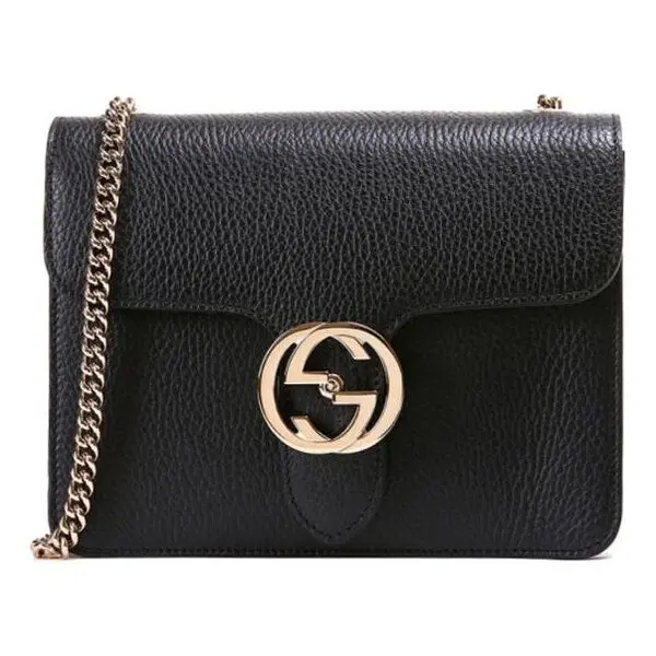 Gucci Leather Organ Satchel Single Shoulder Bag - Black