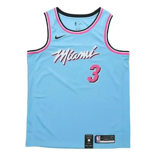 Nike Nba Dwyane Wade Miami Heat 2019/20 Vicewave City Edition Swingman Jersey #3 - Blue/pink