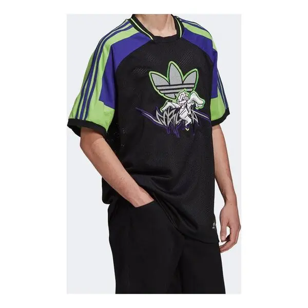 Adidas Originals X Sankuanz Crossover Mesh Breathable Printing Short Sleeve - Black