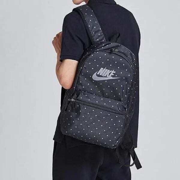 Nike Heritage Backpack With Logo And Polka Dot Pattern - Blackgray