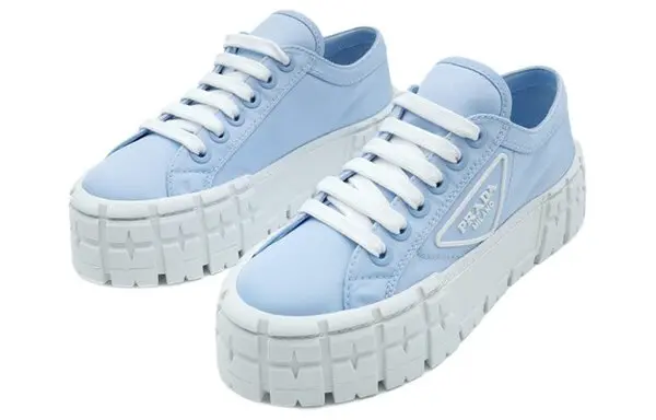 Prada Double Wheel Re-nylon Gabardine Sneakers - Blue/white