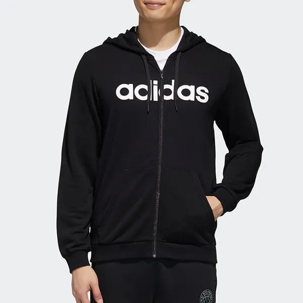 Adidas Neo Alphabet Printing Casual Sports Zipper - Black