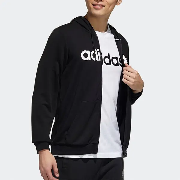 Adidas Neo Alphabet Printing Casual Sports Zipper - Black