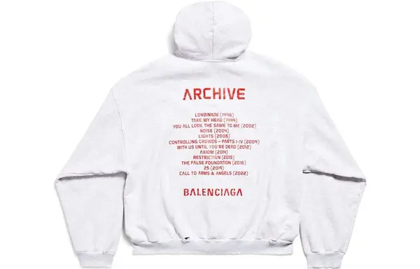 Balenciaga Music Archive Series Connected Zip Up Hoodie - Grey/red