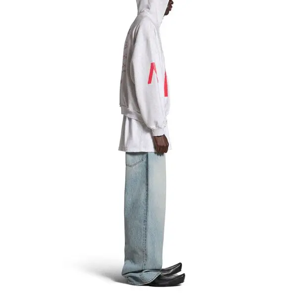 Balenciaga Music Archive Series Connected Zip Up Hoodie - Grey/red
