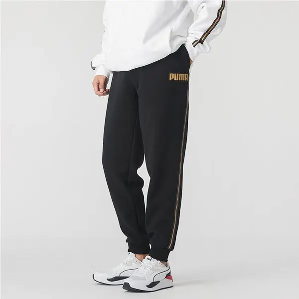 PUMA Metallic Nights Tape Logo Printed Knitting Sports Trouser - Black