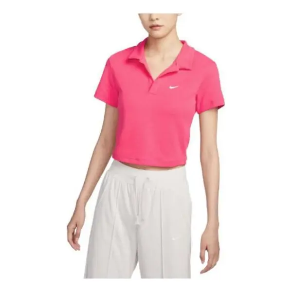 Nike Essential Cropped Short-sleeve Polo Top - Pink