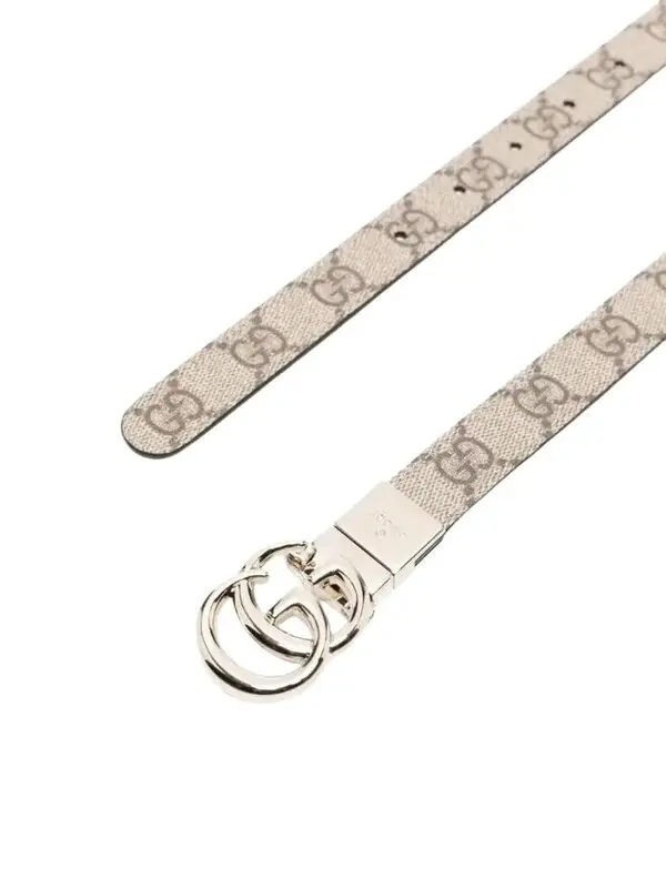 Gucci Gg Marmont Reversible Thin Belt - Beige/red
