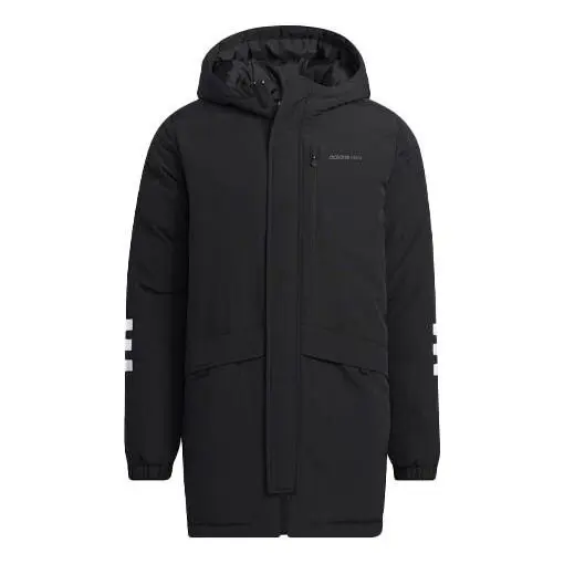 Adidas Mid-length Hooded Down Jacket - Black