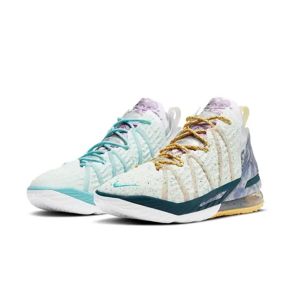 Nike Lebron 18 "reflections Flip" High Top Sneakers - White/blue/yellow