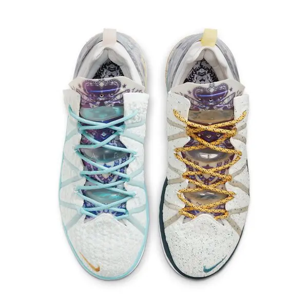 Nike Lebron 18 "reflections Flip" High Top Sneakers - White/blue/yellow