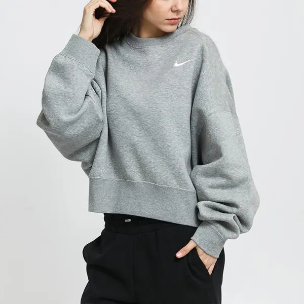 Nike Logo Fleece Pullover - Grey