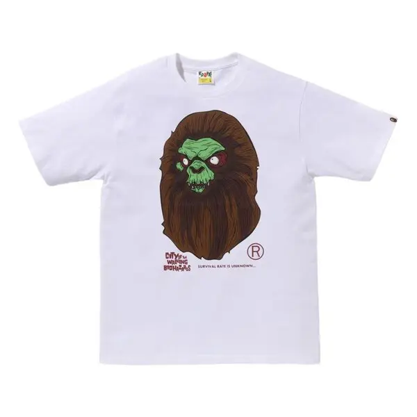 A BATHING APE Horror Mad Face Tee - White