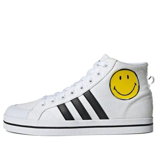 Adidas Neo Bravada Mid Smiley Face Sneakers - White/yellow/black