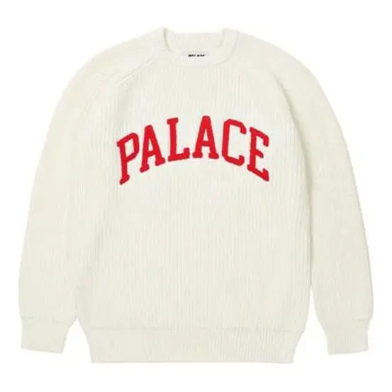 PALACE Fall 2021 Knitwear Crewneck Sweater - White/red