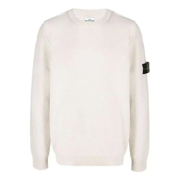 Stone Island Logo Patch Knit Sweater - Off/white