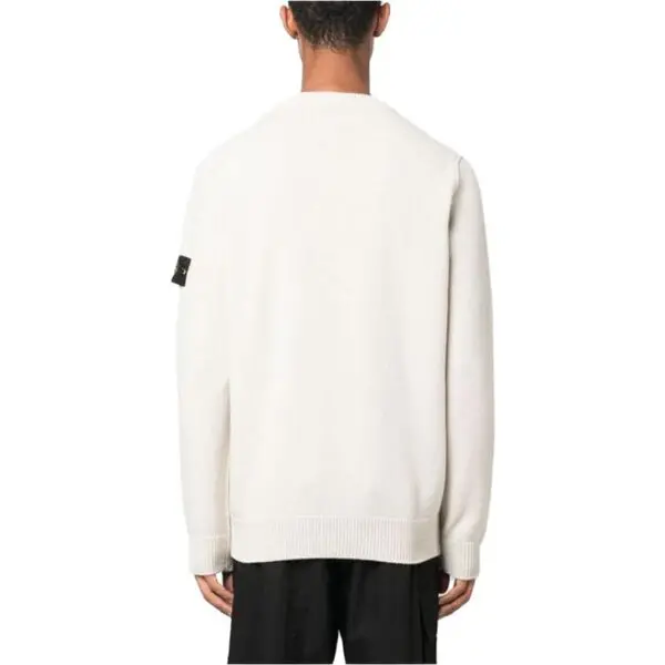 Stone Island Logo Patch Knit Sweater - Off/white