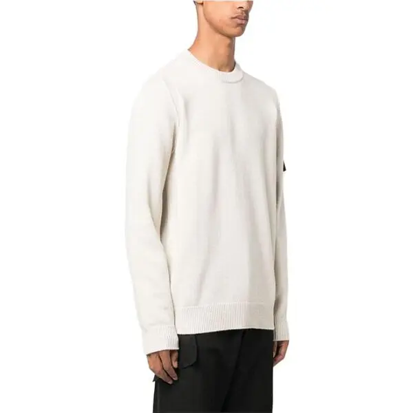 Stone Island Logo Patch Knit Sweater - Off/white