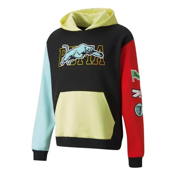 PUMA Combine Hoodie Sweatshirt - Black/yellow/red