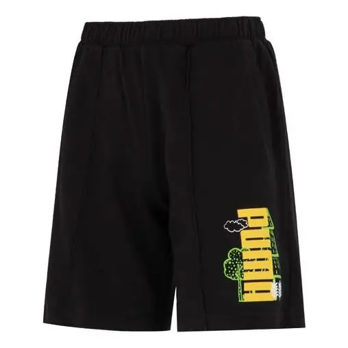PUMA Logo Nature Shorts - Black/yellow