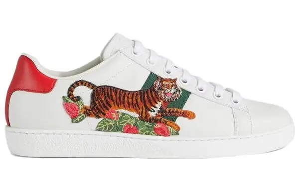Gucci Ace Tiger Patch Sneakers - White/green/red