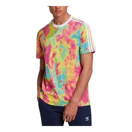 Adidas Originals Embroidered Logo Tie Dye Sports Round Neck Short Sleeve - Multi-color