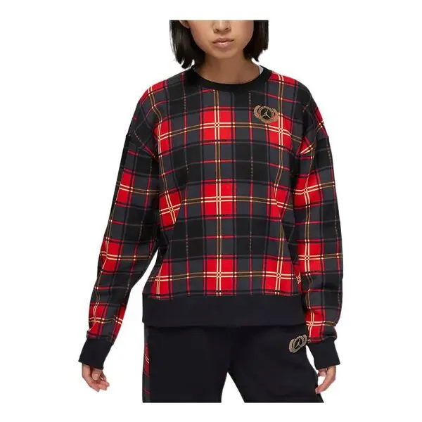 JORDAN Air Brooklyn Fleece Crew Checked - Red/multi-color
