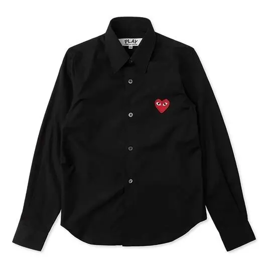 Play Comme Des Garcon Long Sleeve Shirt With Red Emblem - Black