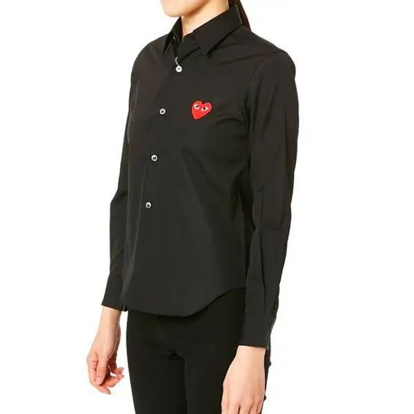 Play Comme Des Garcon Long Sleeve Shirt With Red Emblem