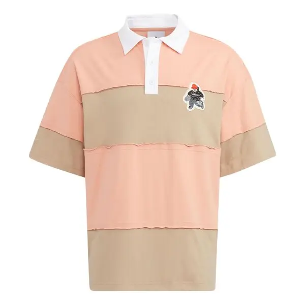 Adidas Originals Splicing Colorblock Short Sleeve Polo Shirt Pink - Multi-color