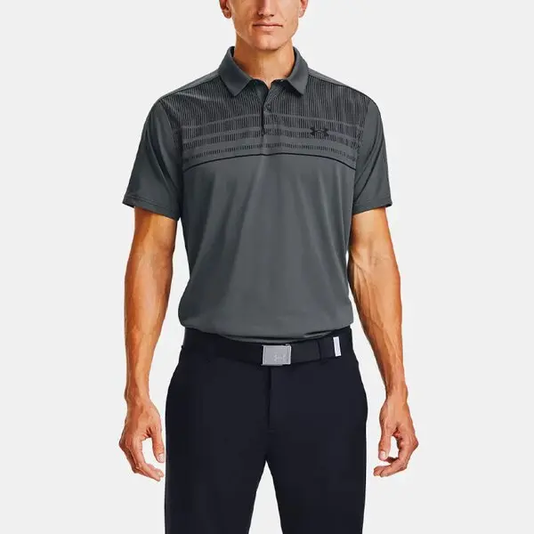 Under Armour Logo Pattern Loose Short Sleeve Polo Shirt Gray