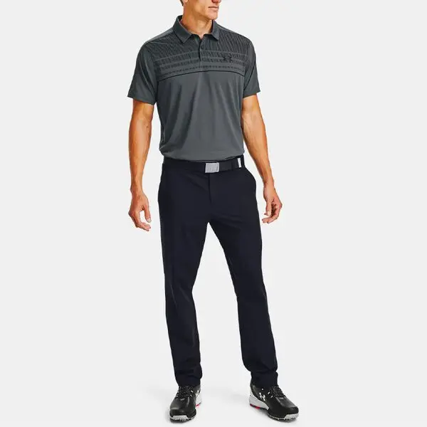 Under Armour Logo Pattern Loose Short Sleeve Polo Shirt Gray