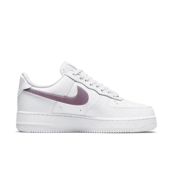 Nike Force 1 Low Sneakers With Glitter Swoosh - White/purple