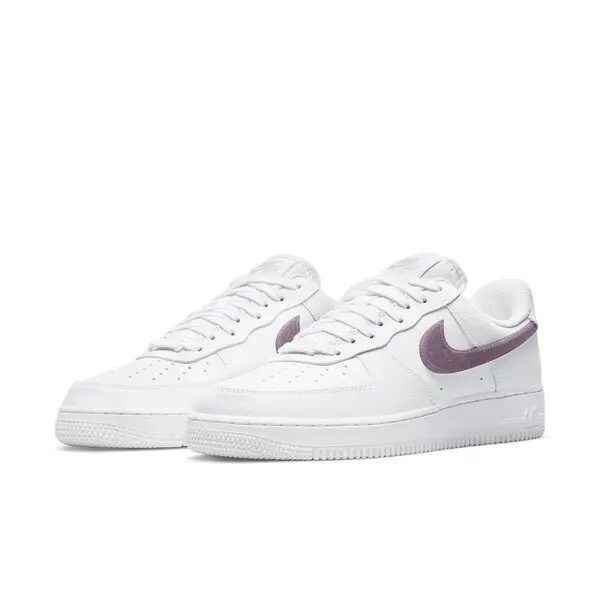 Nike Force 1 Low Sneakers With Glitter Swoosh - White/purple