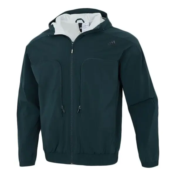 Adidas Athleisure Casual Sports Hooded Woven Jacket Malachite Green - Default Color