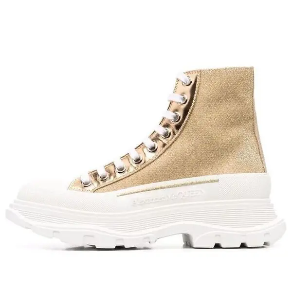 Alexander McQueen Glitter Tread Slick High-top Sneakers - Gold/white